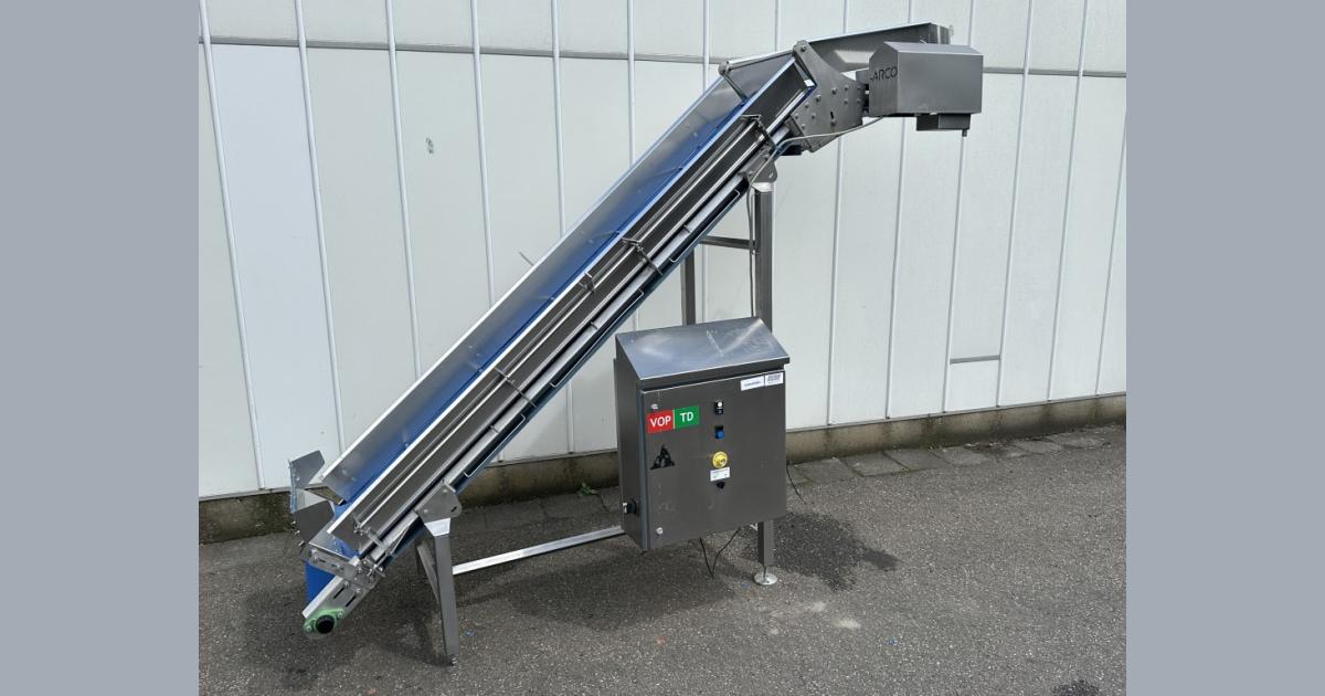 Arco elevator incline conveyor stainless steel frame • Duijndam Machines