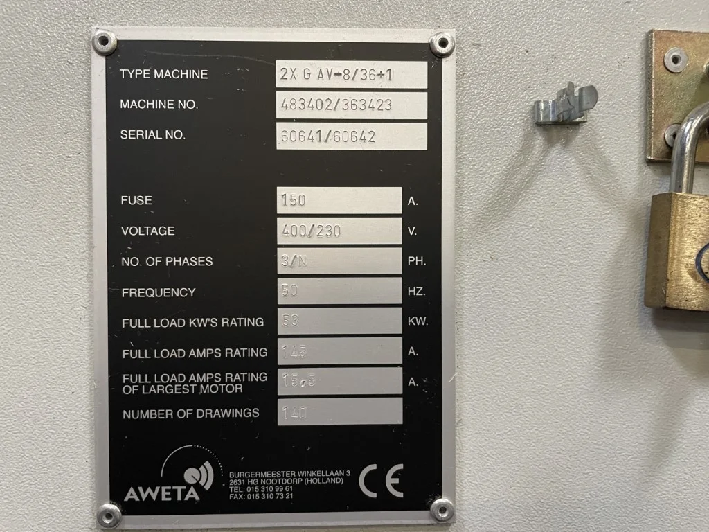 Aweta 2xG AV-8/36+1 grading line machine for apples and pears with 2 x ...