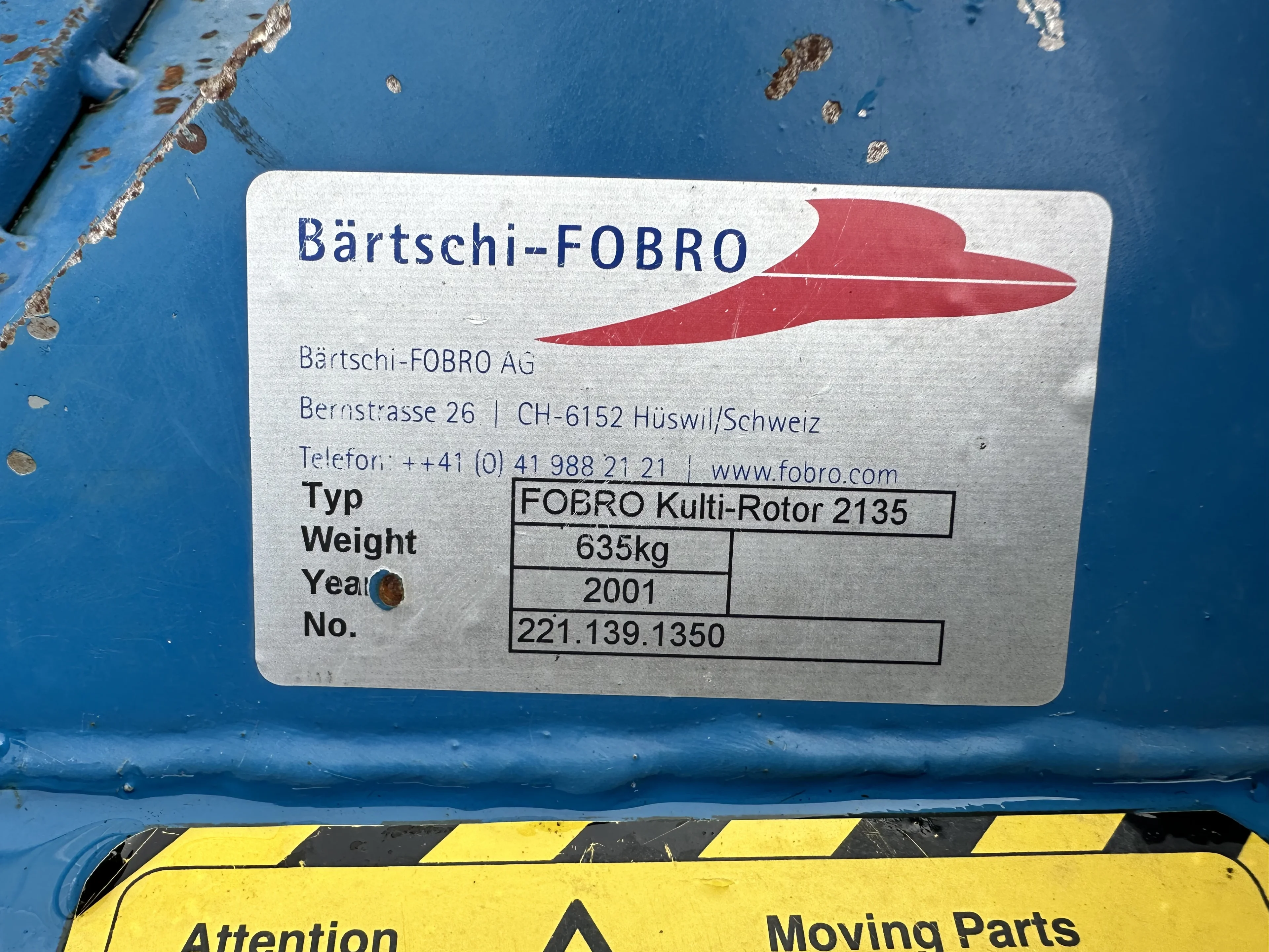 Bärtschi Fobro Kulti Rotor bed former 135 cm • Duijndam Machines