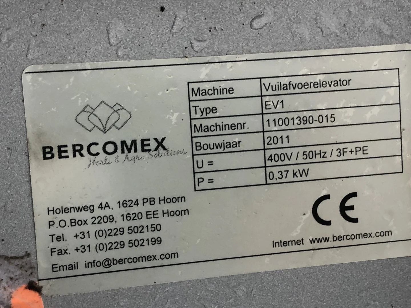 Bercomex elevator type EV1 • Duijndam Machines