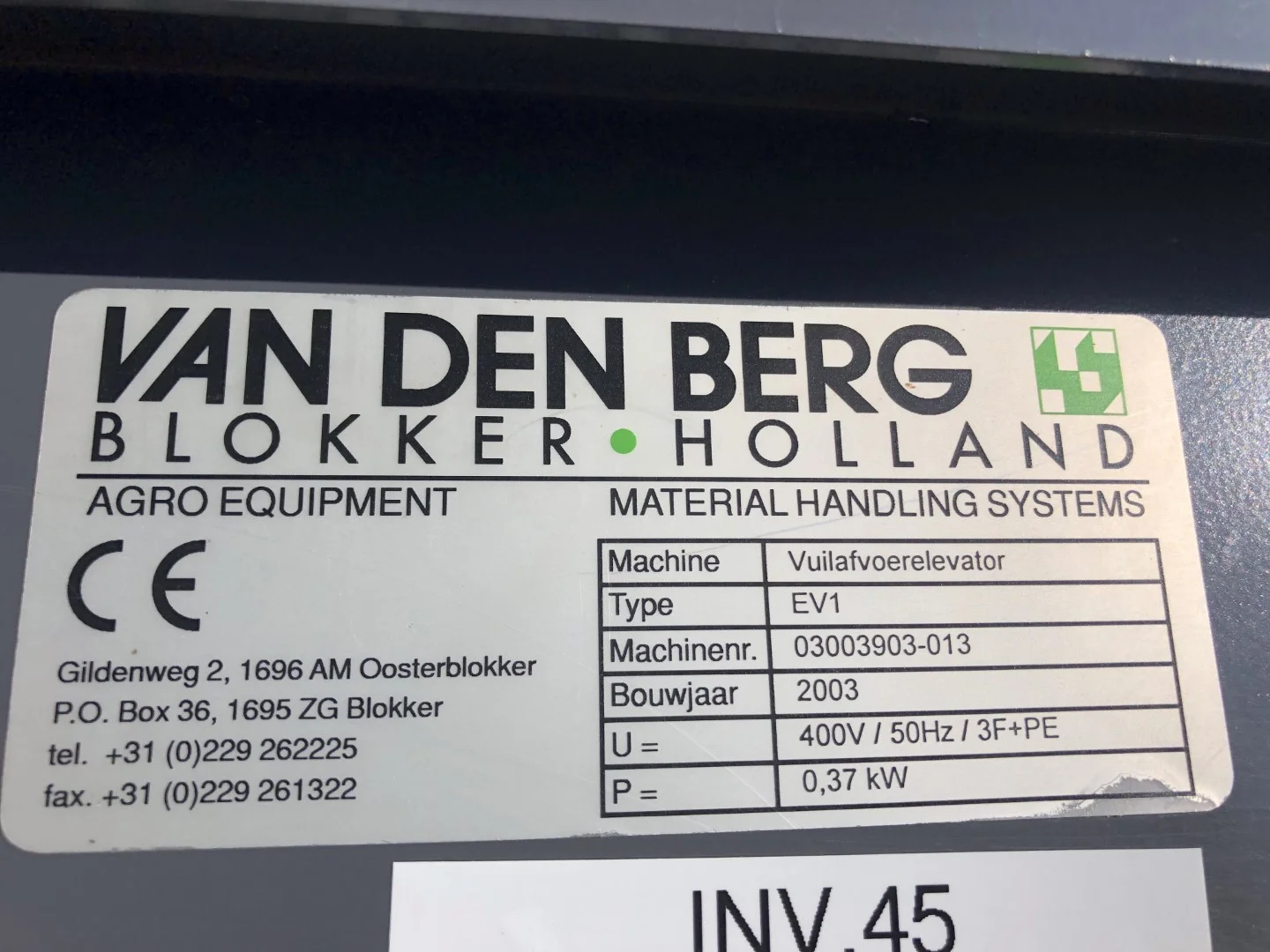 Bercomex EV1 • Duijndam Machines