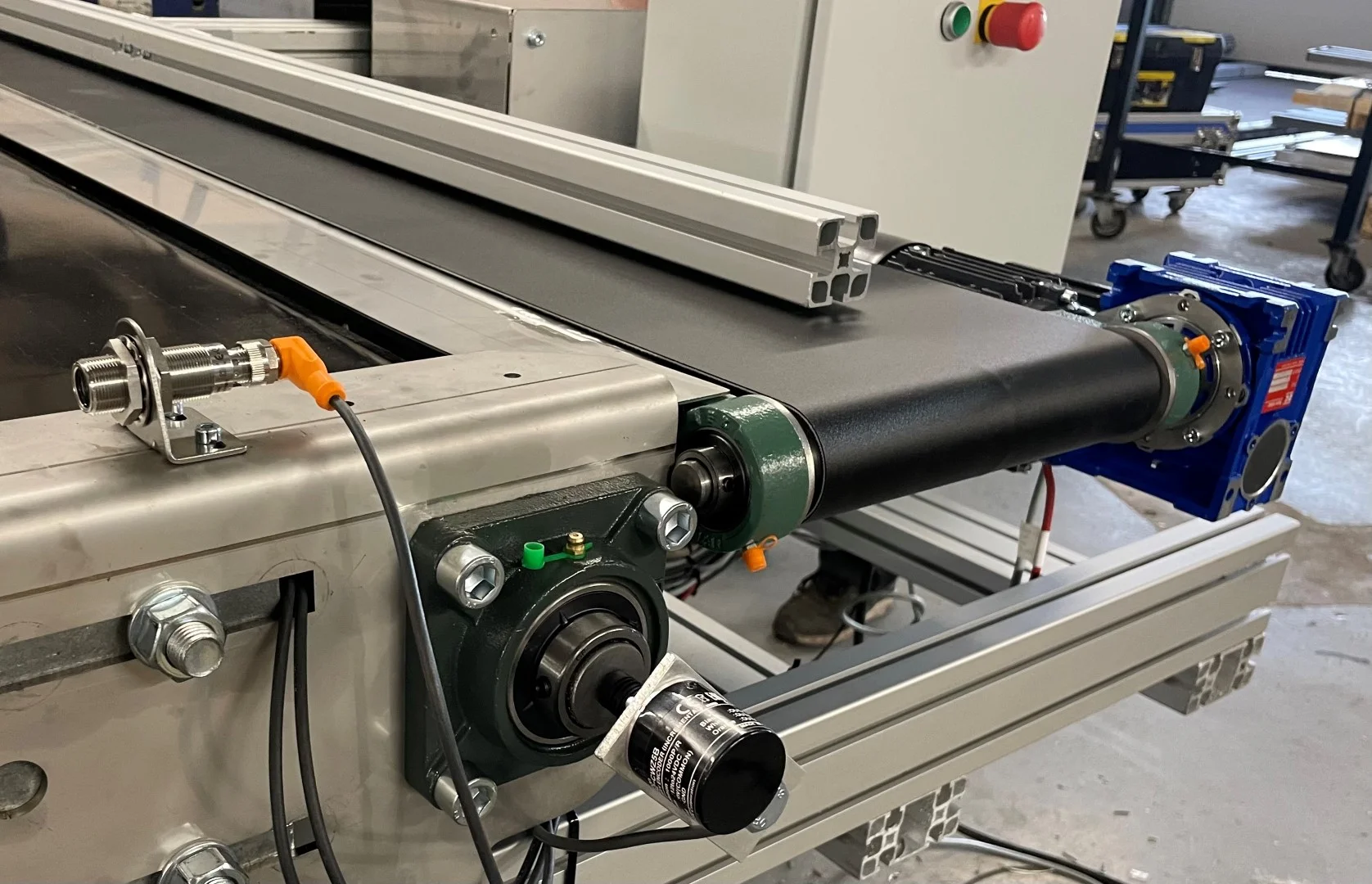 New buffer conveyor with pusher for potplants and trays • Duijndam Machines