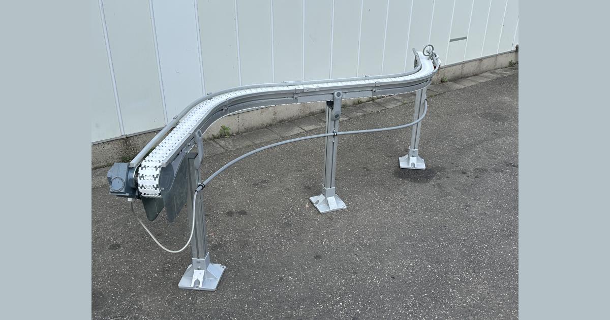 Flexlink conveyor S-shaped 2 x 90° width 8,5 cm • Duijndam Machines