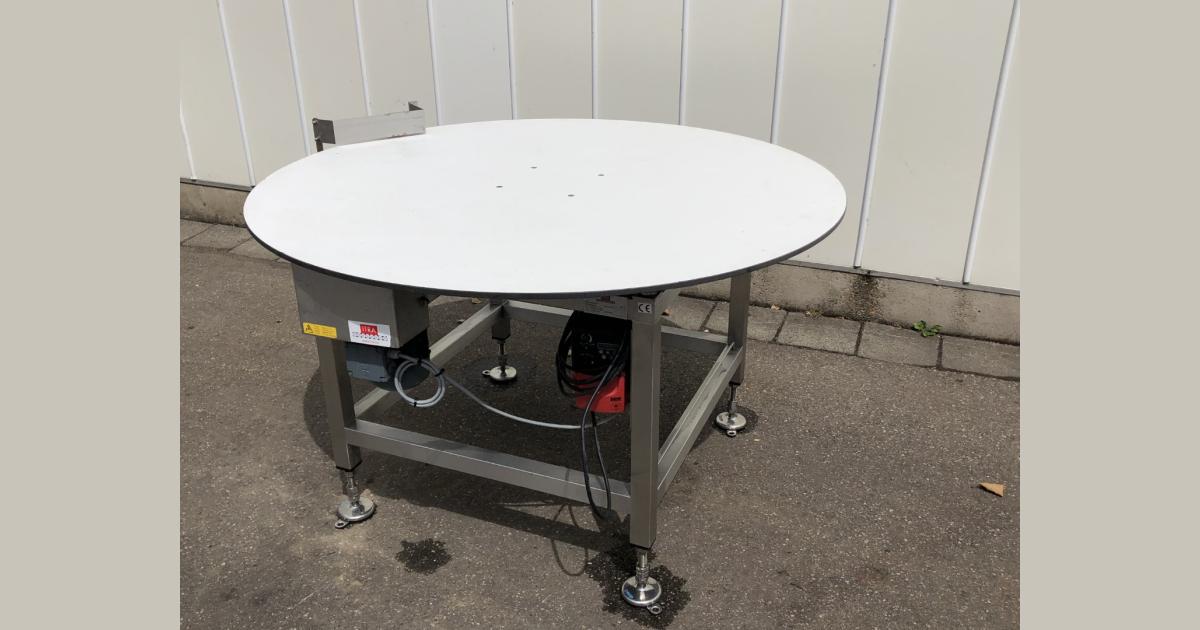 Itra turntable 150 cm Ø stainless steel with Trespa Top • Duijndam Machines
