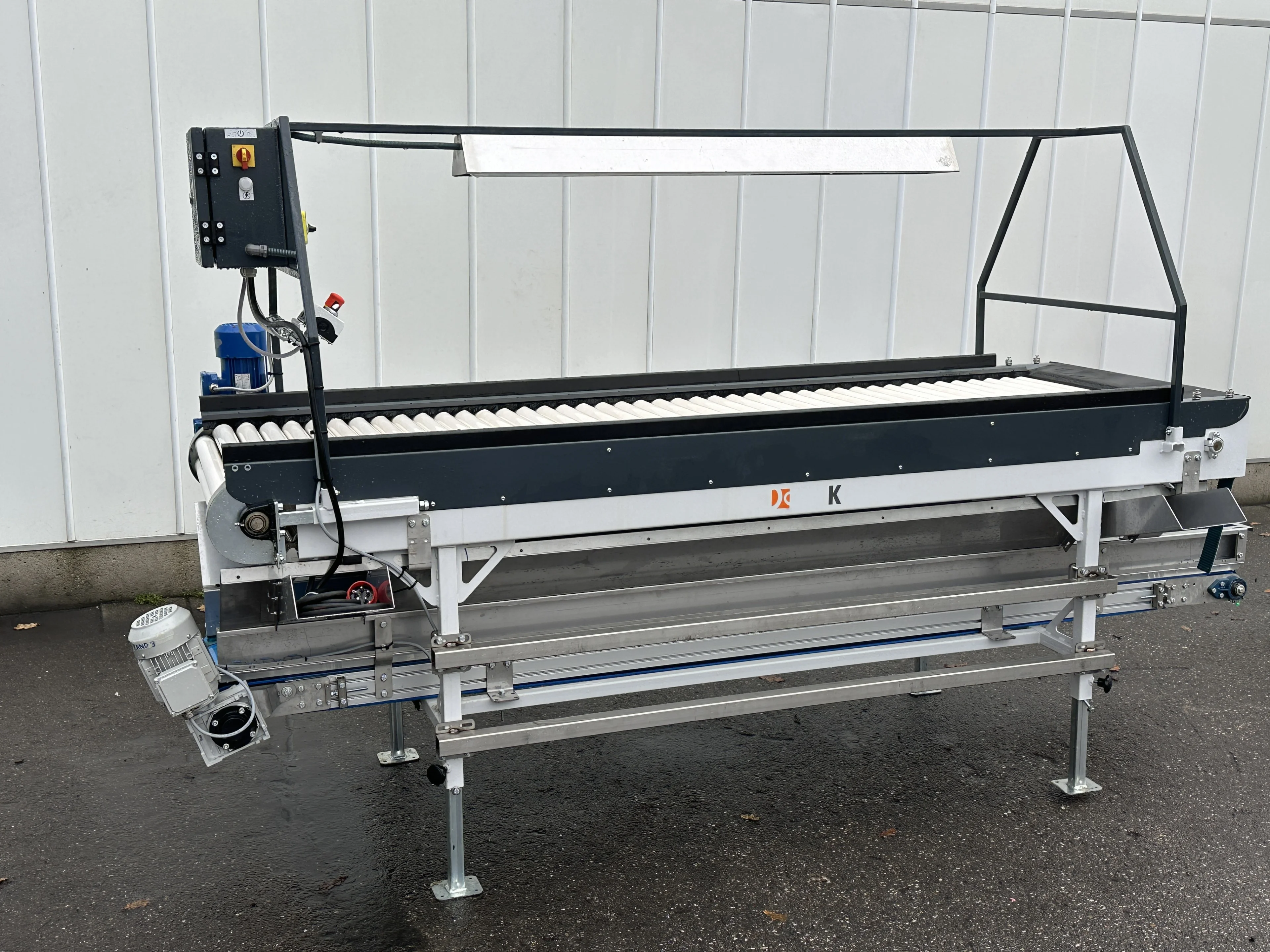 KMK roller inspection conveyor 250 x 80 cm with discharge conveyor ...