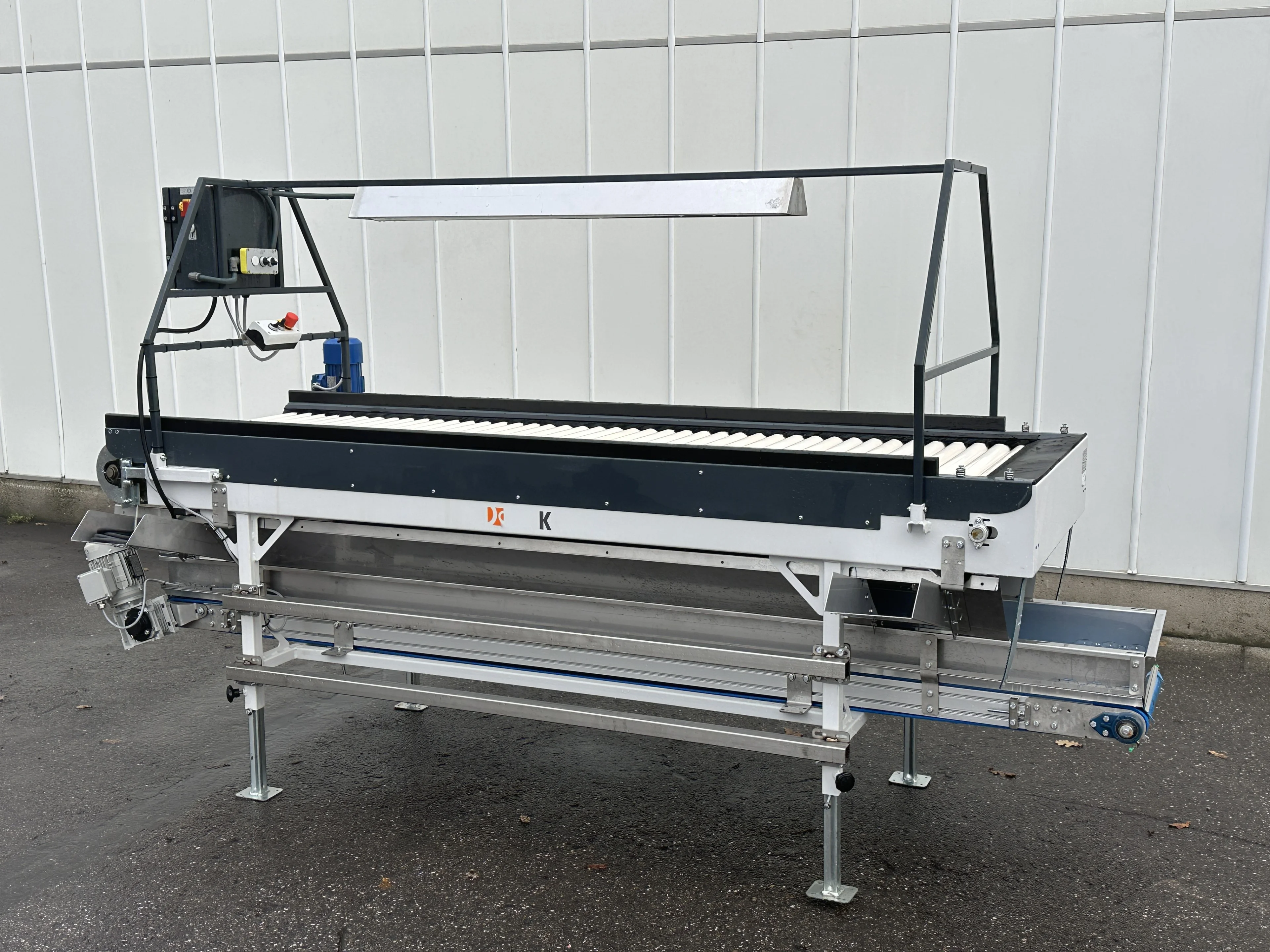 KMK roller inspection conveyor 250 x 80 cm with discharge conveyor ...