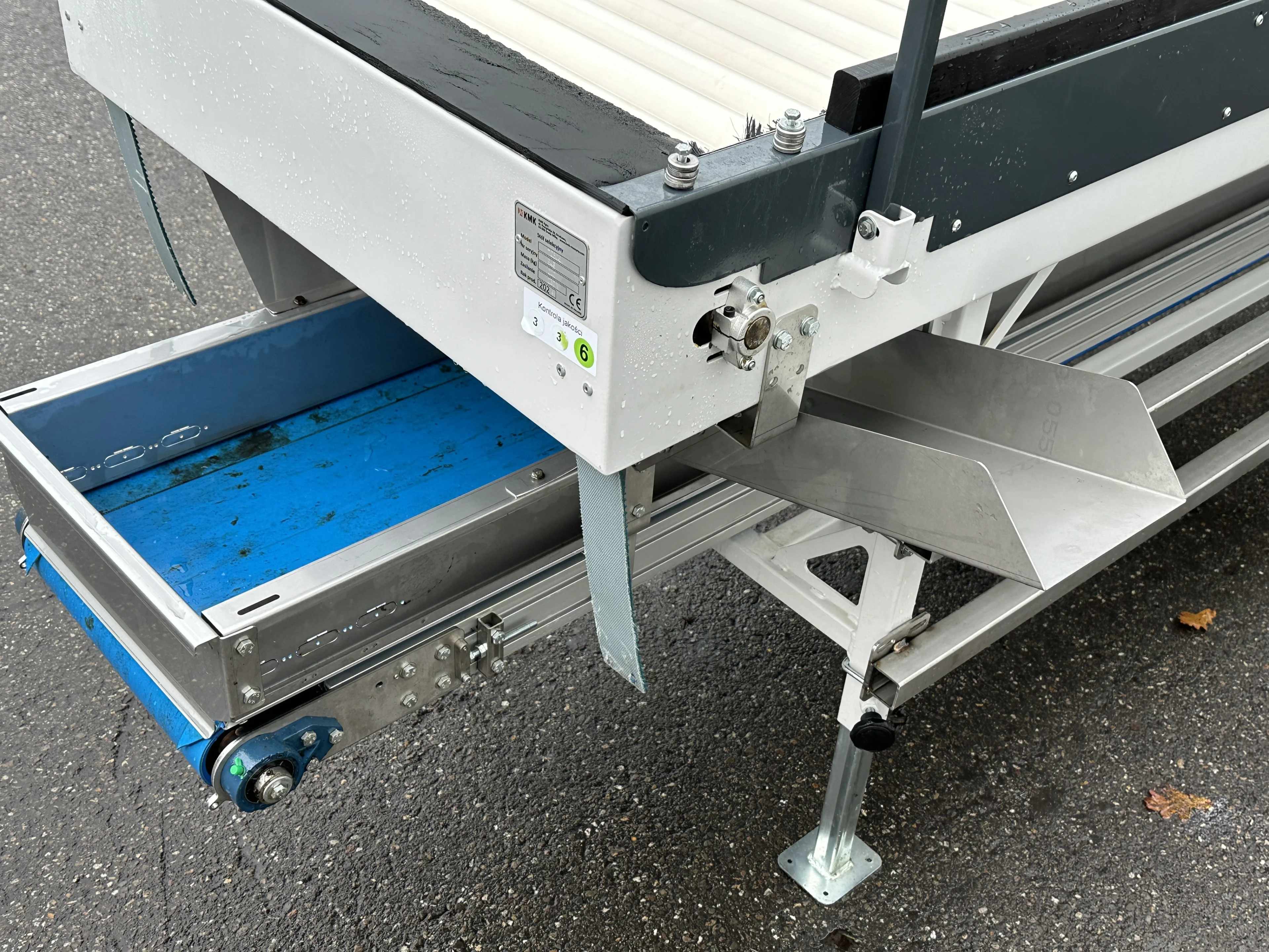 KMK roller inspection conveyor 250 x 80 cm with discharge conveyor ...