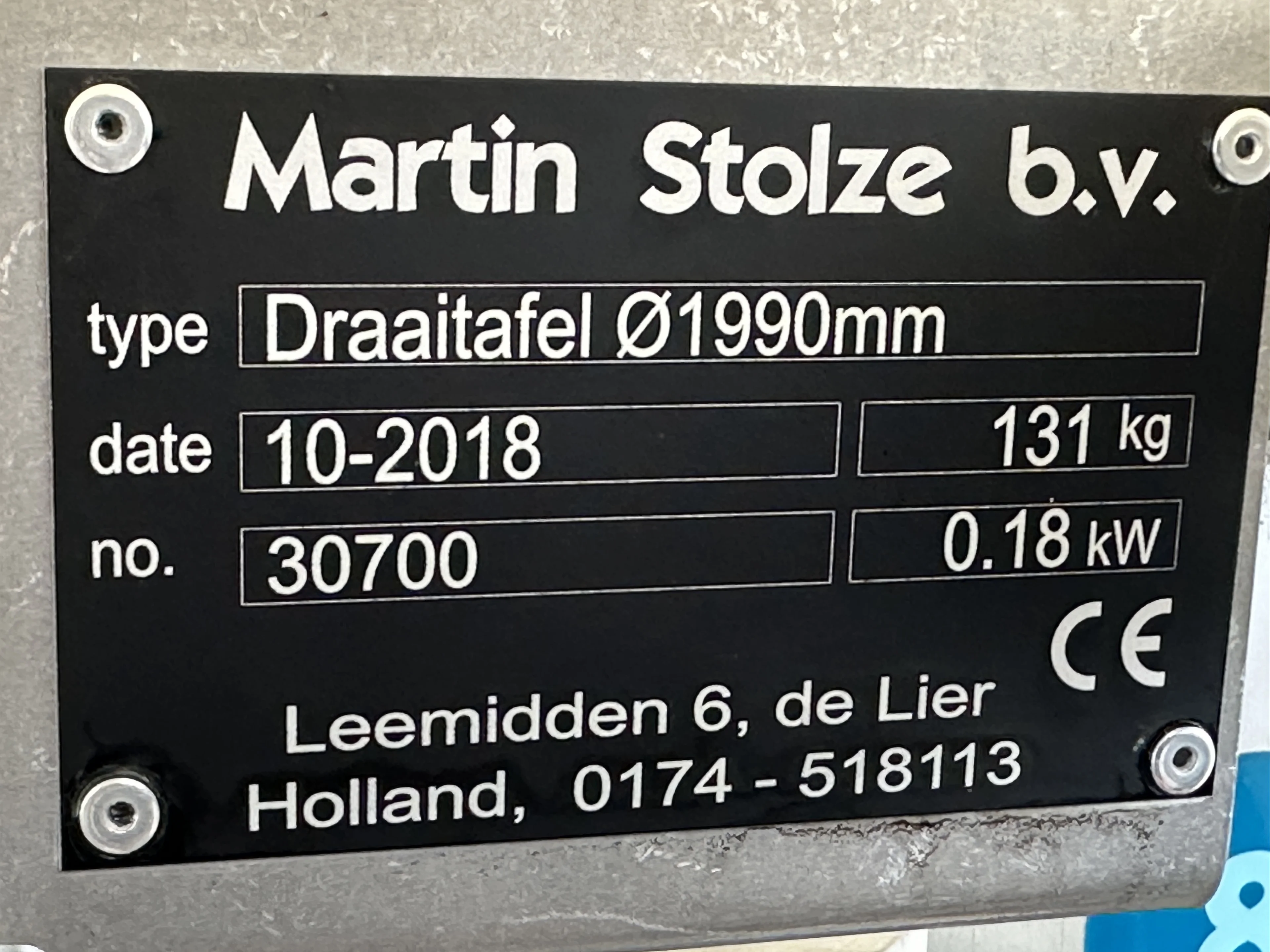Martin Stolze turntable 199 cm • Duijndam Machines