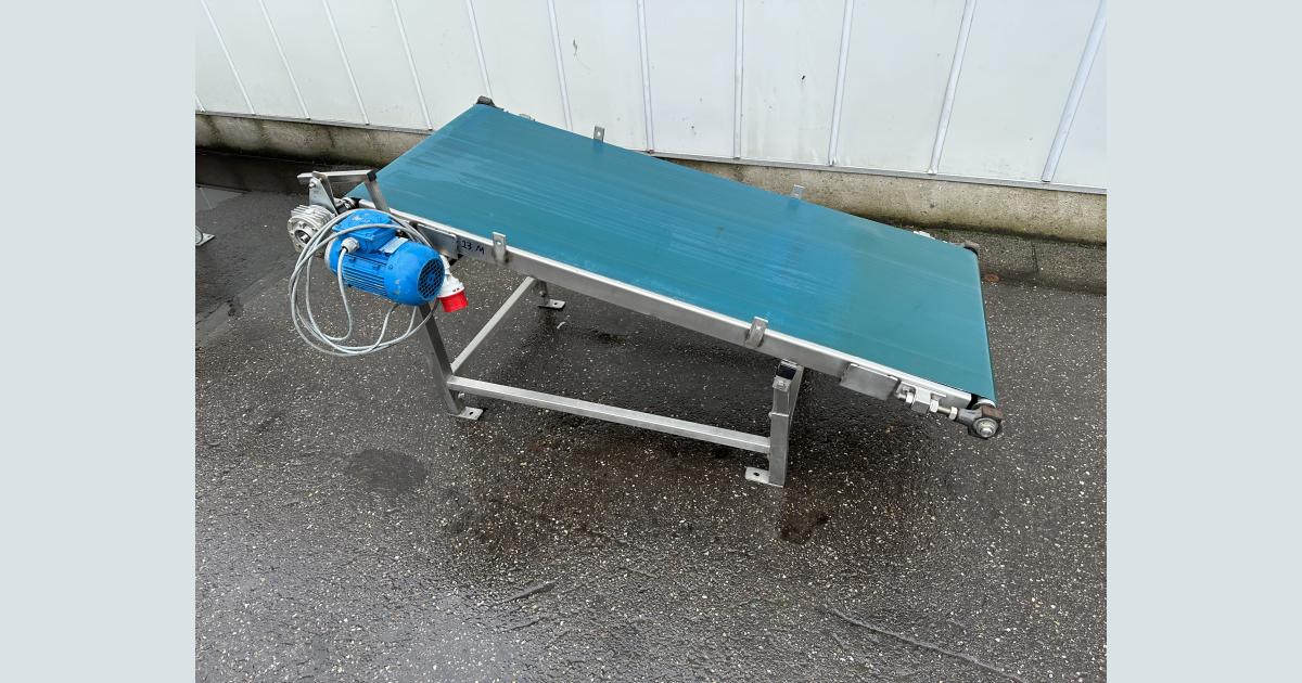 Stainless steel conveyor 150 x 60 cm • Duijndam Machines