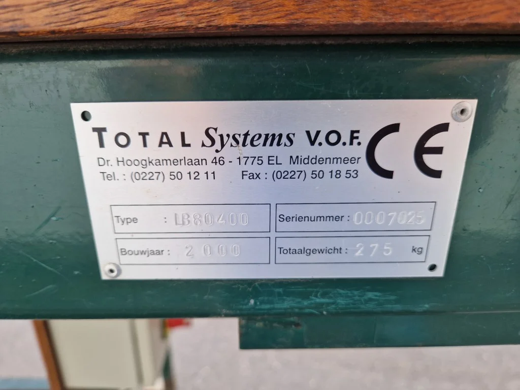 Total Systems inspection conveyor 400 x 80 cm • Duijndam Machines