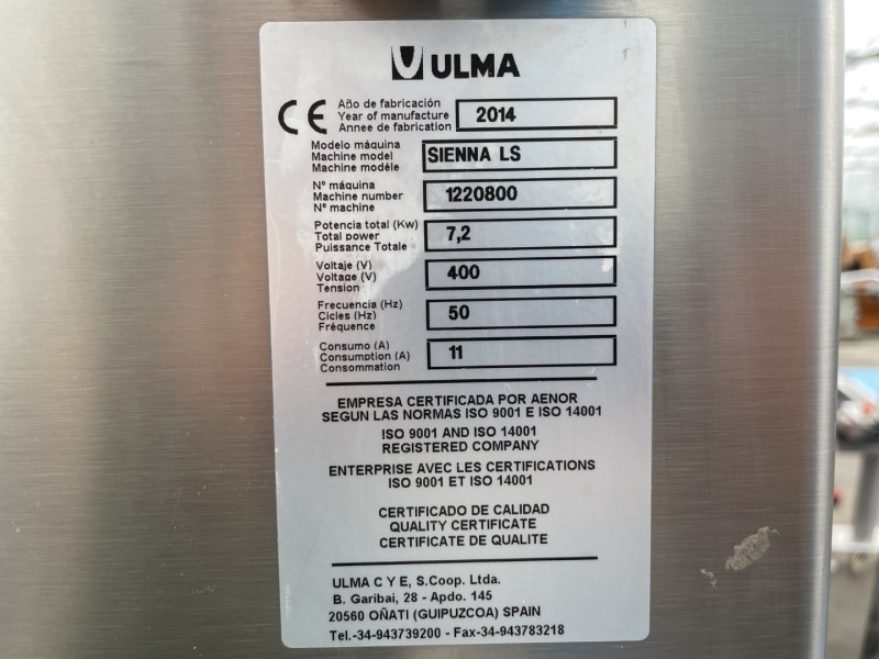 Ulma Sienna LS flowpacker con Markem Imaje SmartDate X40 impresora ...