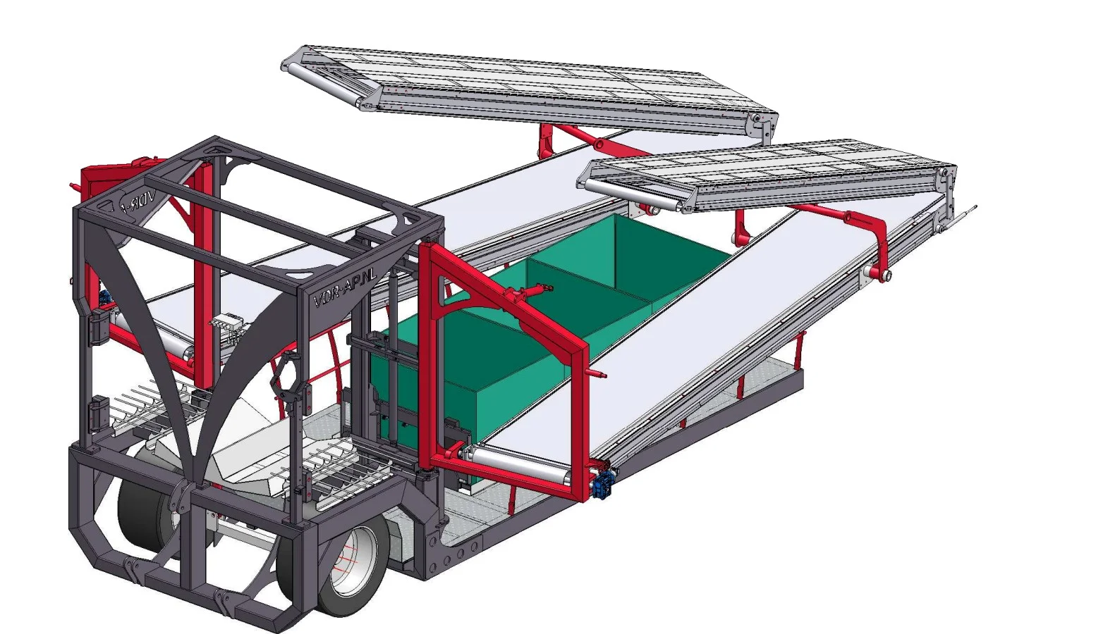 VDR harvesting conveyor for flowers with platform • Duijndam Machines