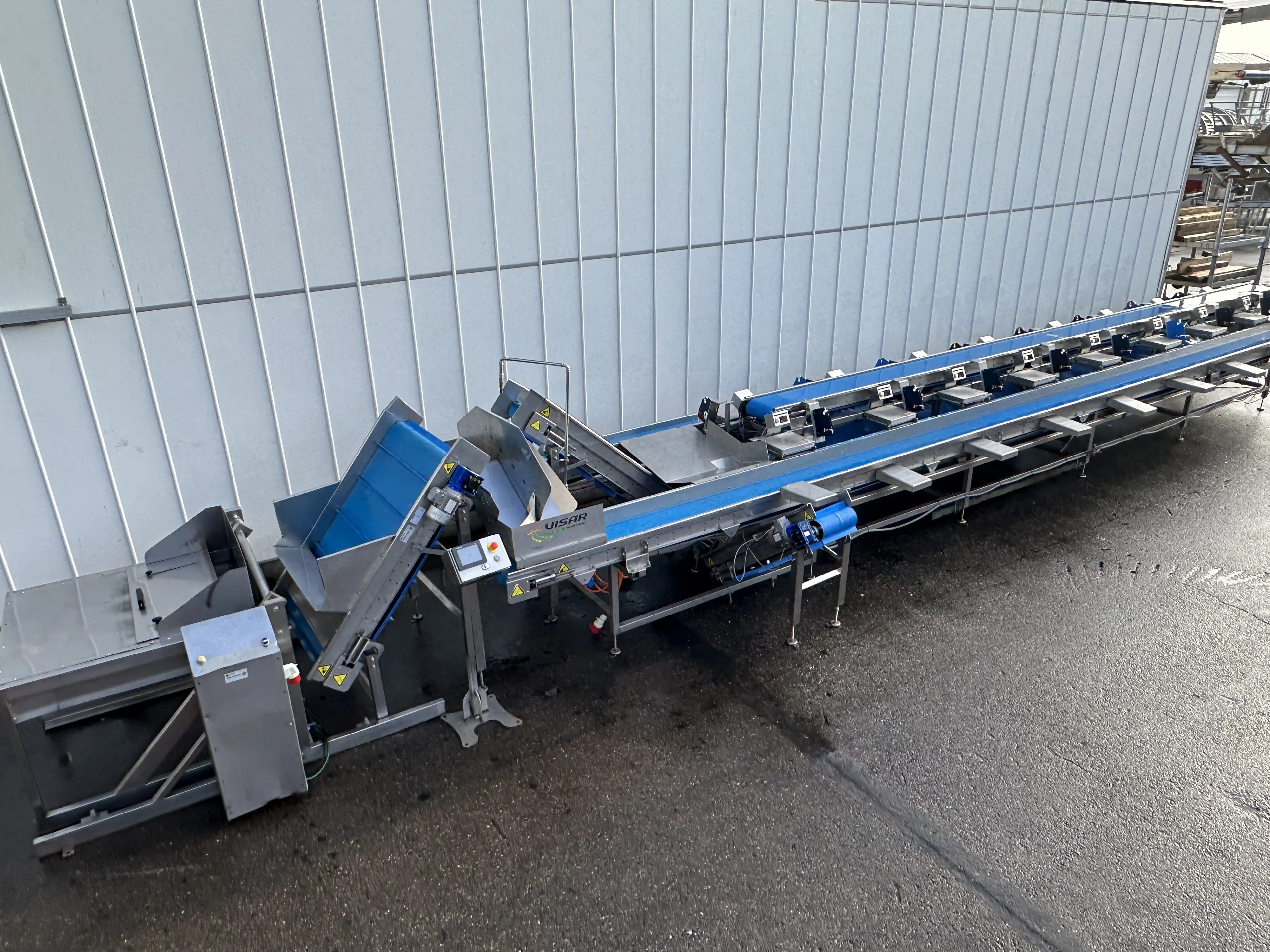 Visar stainless steel packing line with Netagco bin tipper and 16 ...