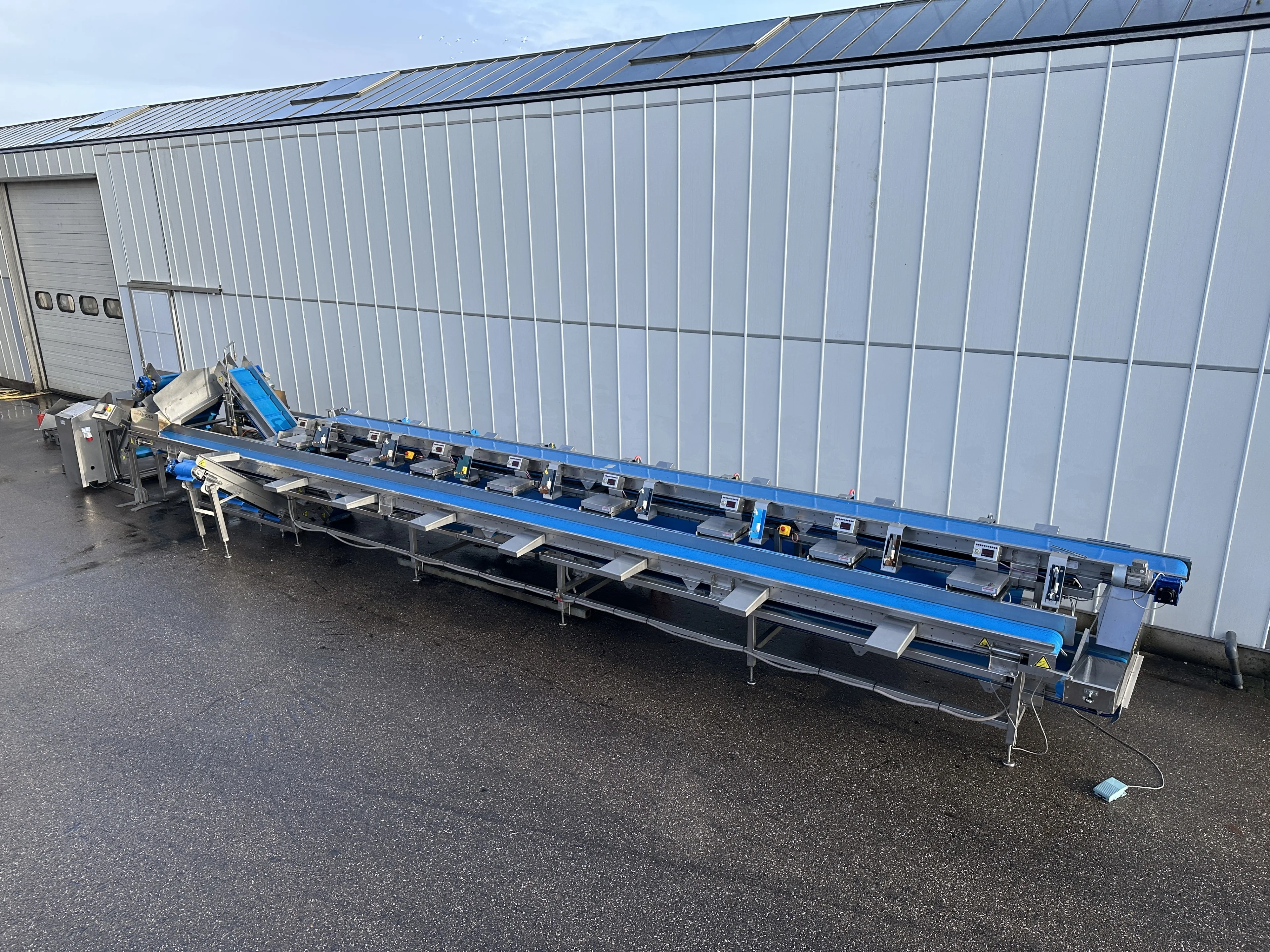 Visar stainless steel packing line with Netagco bin tipper and 16 ...