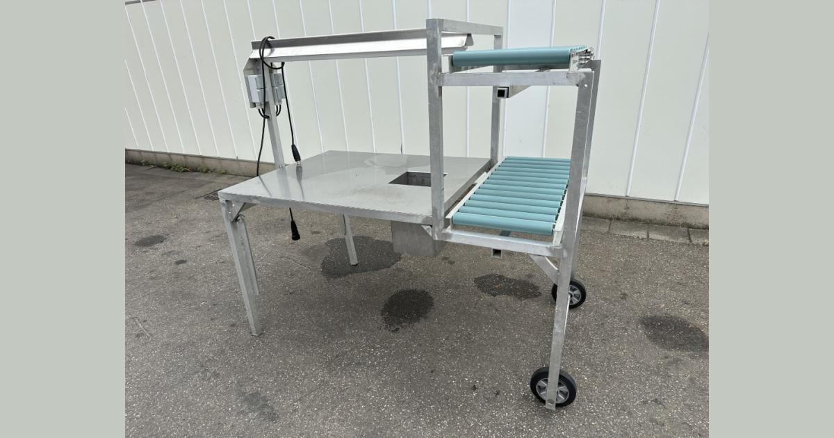 Mesa de trabajo 100 x 120 + transportadores de rodillos • Duijndam Machines